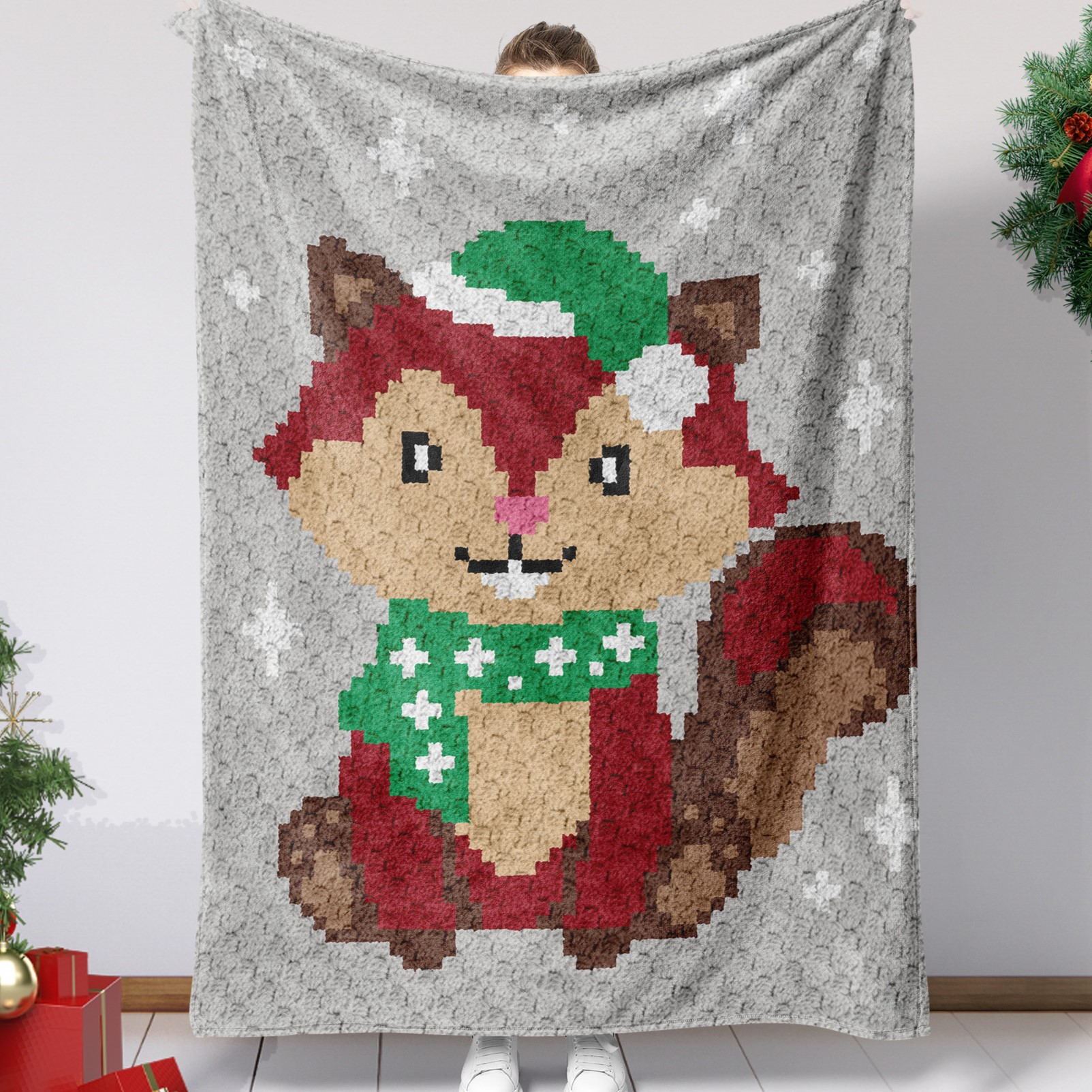 Winter Woodland Chipmunk Graphghan Pattern