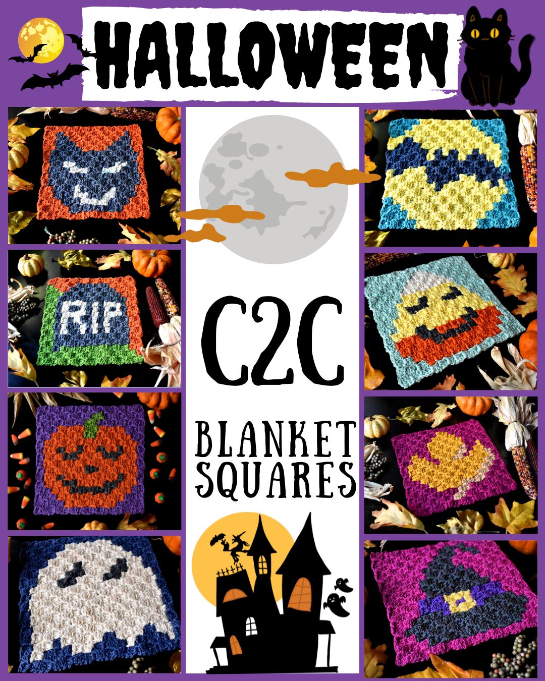 Spooky Halloween C2C Squares Bundle